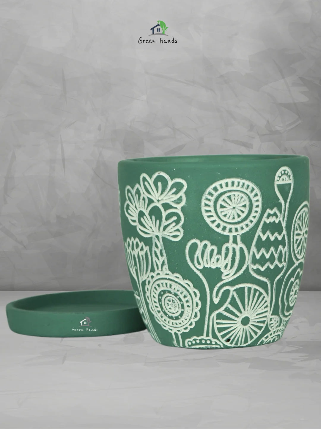 Abstract Tribal Art Pots – Green Hands