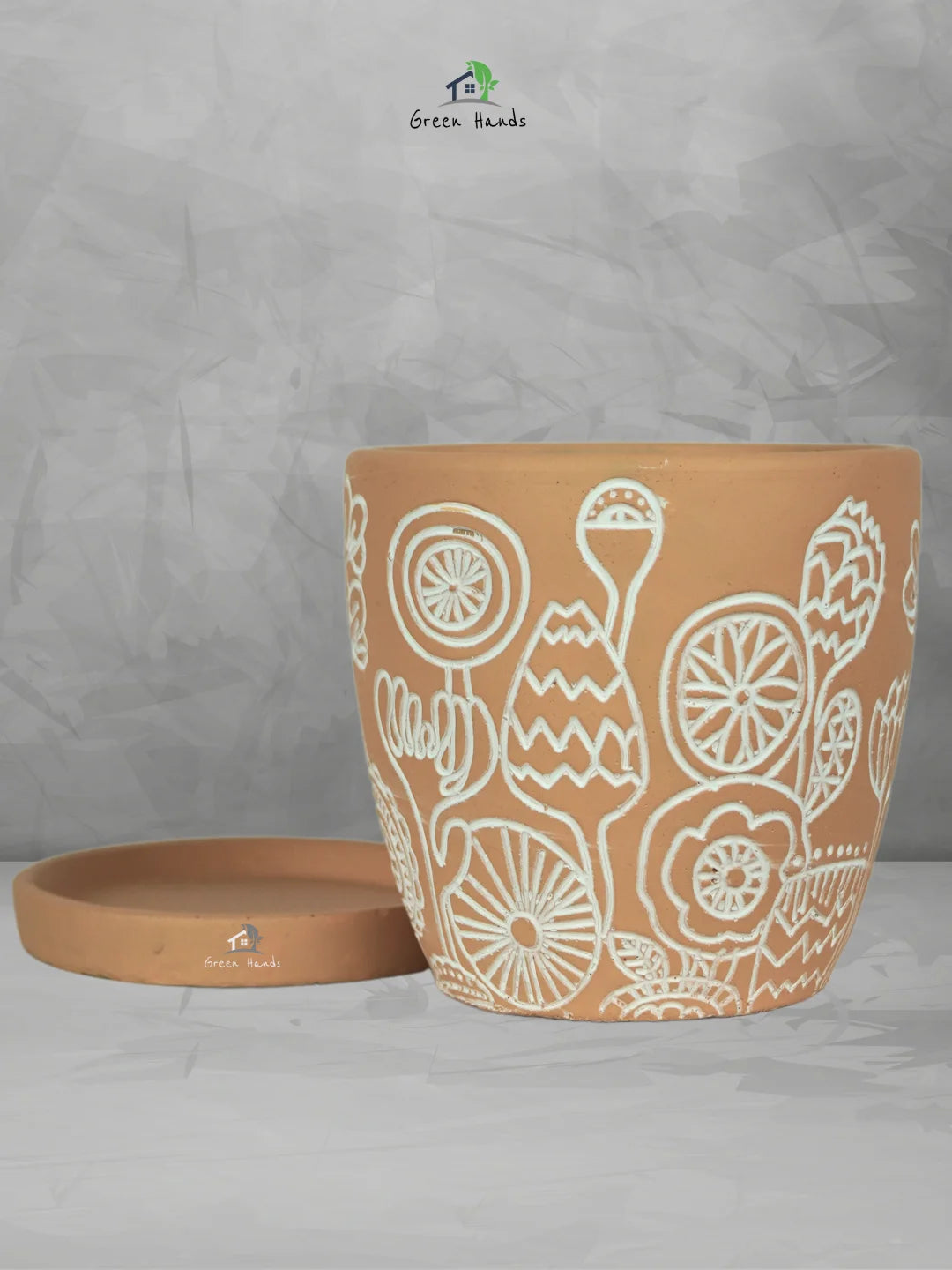 Abstract Tribal Art Pots – Green Hands