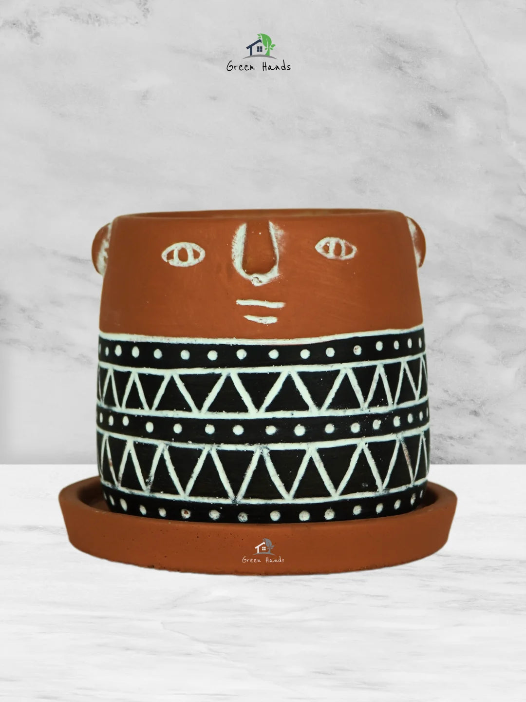 African Tribal Face Pots – Green Hands