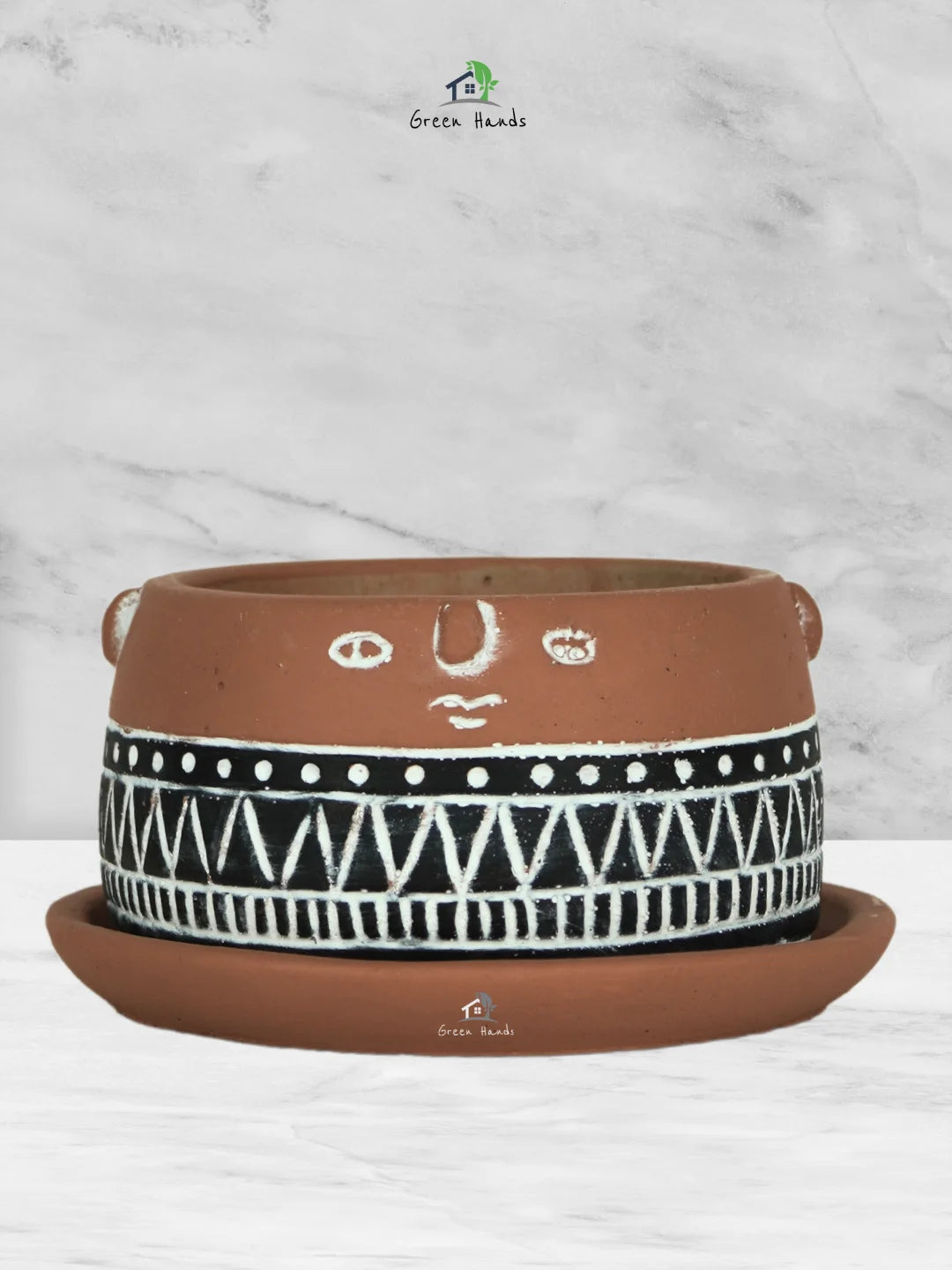 African Tribal Face Pots – Green Hands