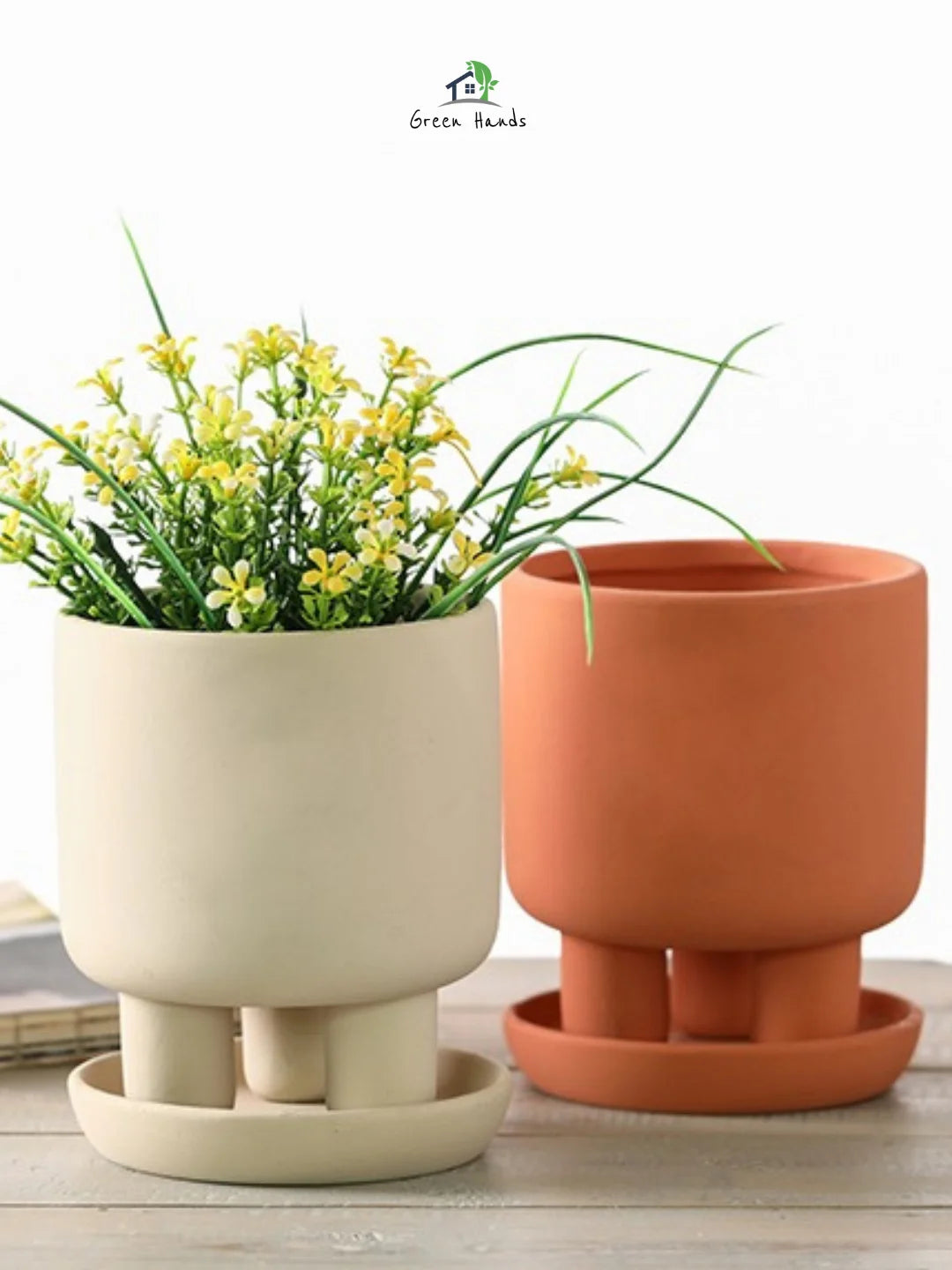 Sustainable Tri Pot Terracotta Planter+Saucer – Green Hands